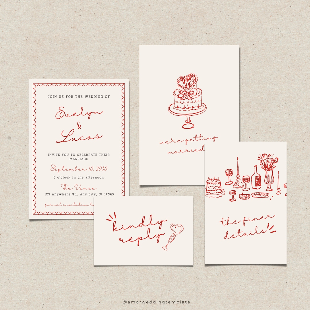 Handwritten Wedding Invitation Suite, Whimsical Wedding Invite, Hand ...