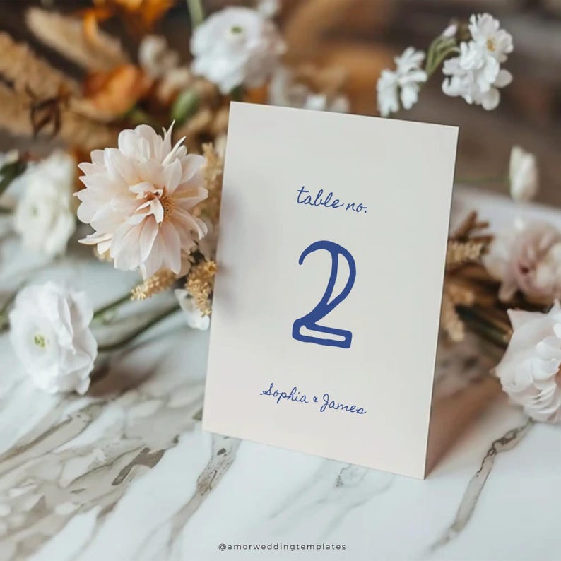 Handwritten Wedding Table Number Reception Table Number Cards Printable ...