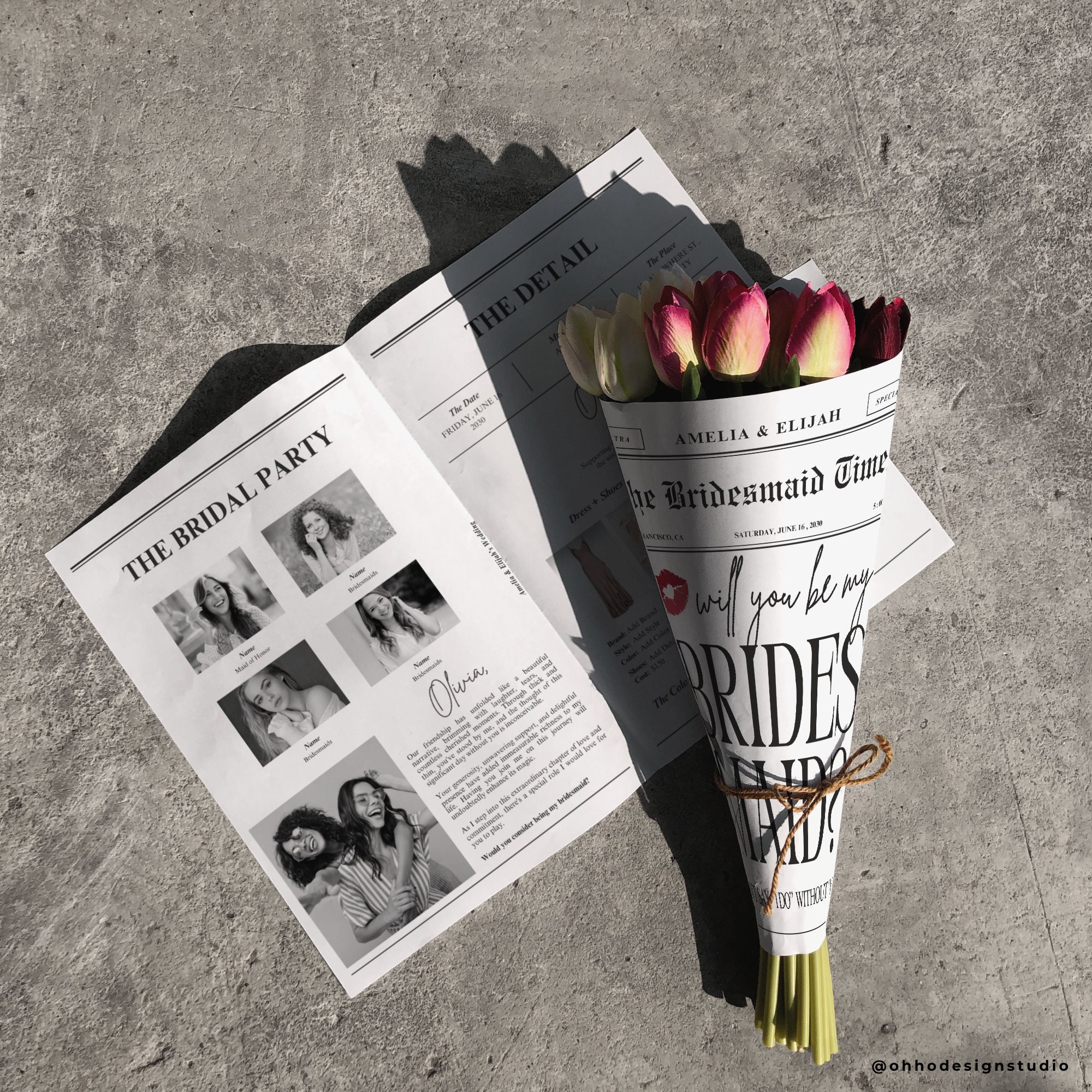 Bridesmaid Newspaper Template, Bachelorette Newspaper Bouquet ...