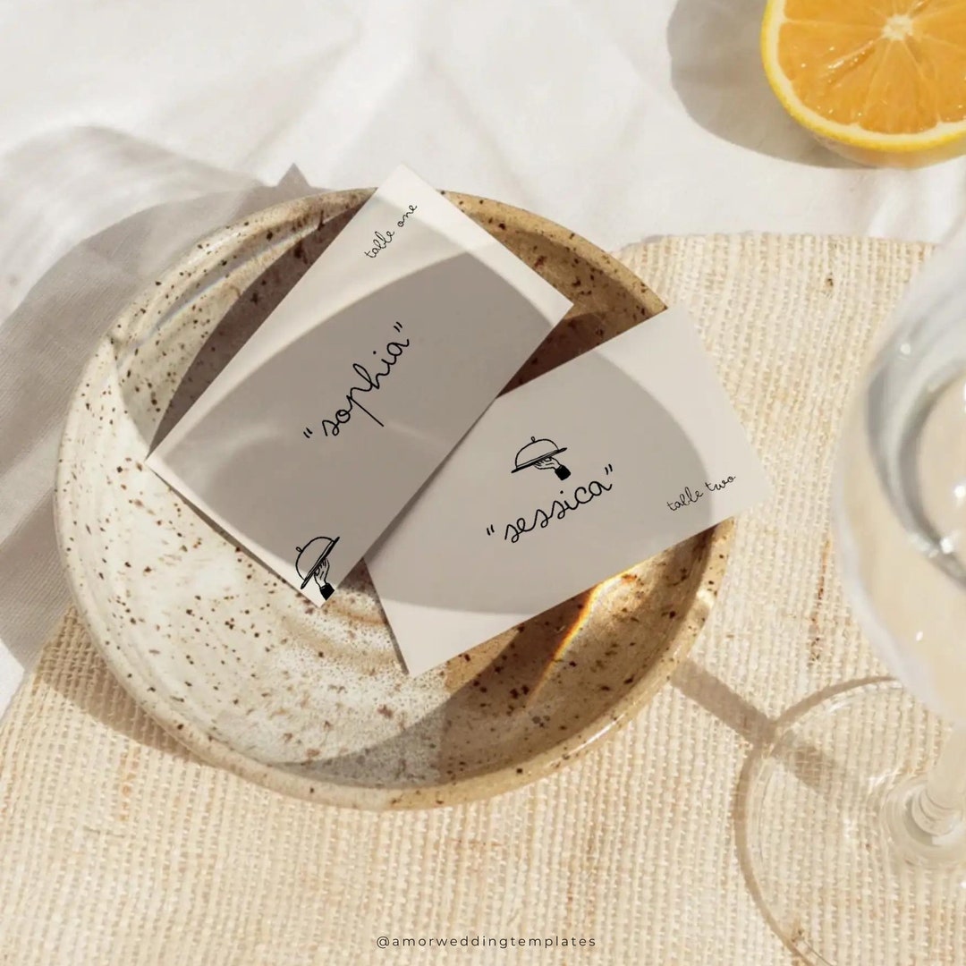 Modern Handwritten Place Card Template Wedding Place Setting Table ...