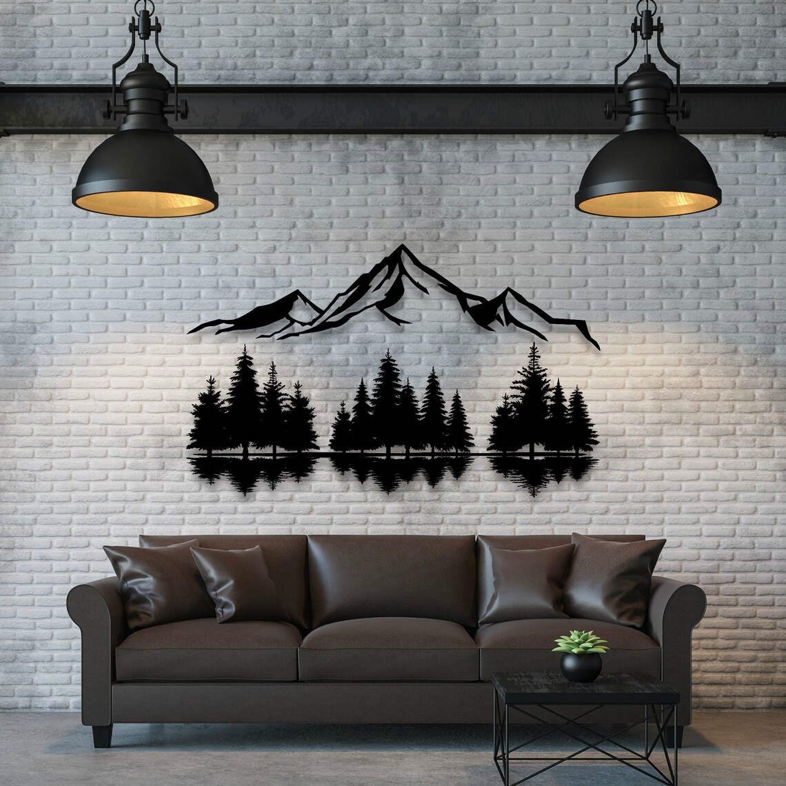 Metal Mountain Wall Decor, Large Wall Art Mountain, Forest and Mountain ...