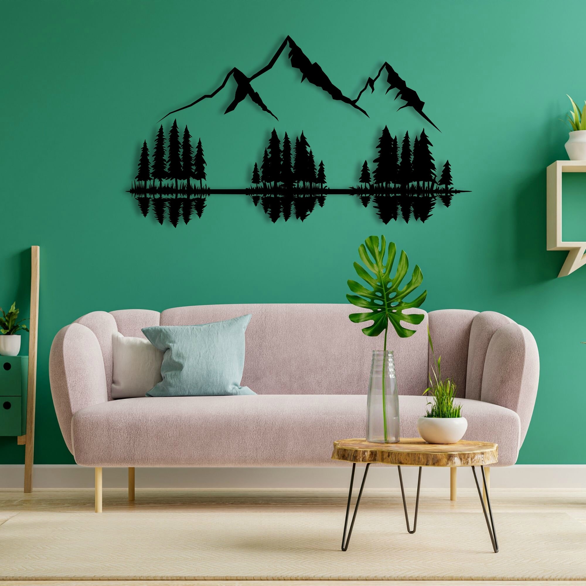 Metal Mountain Wall Decor, Large Wall Art Mountain, Forest and Mountain ...
