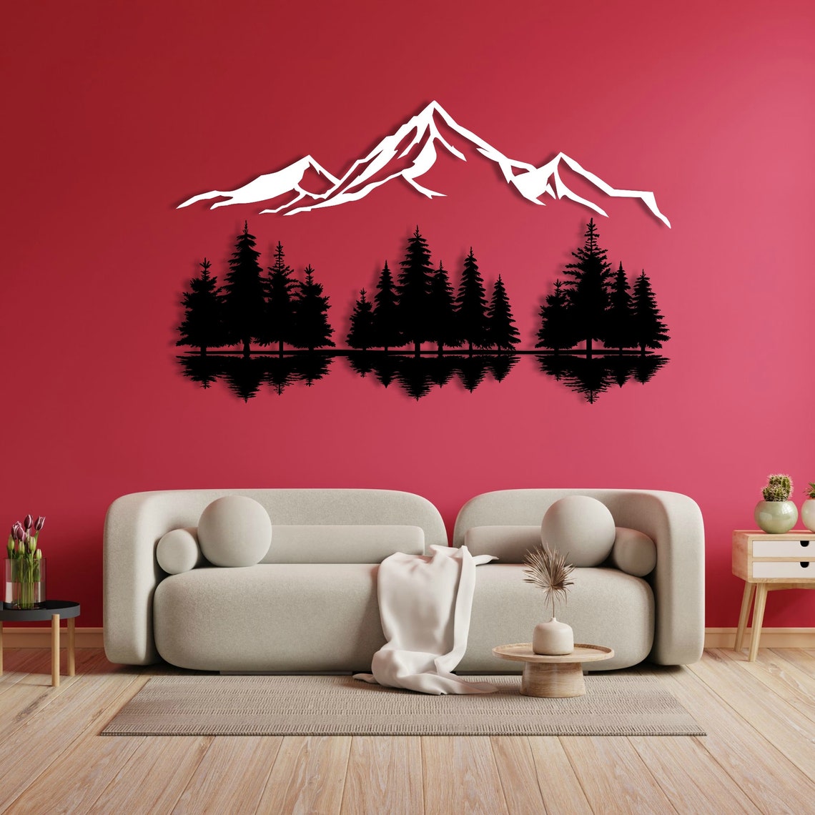 Metal Mountain Wall Decor, Large Wall Art Mountain, Forest and Mountain ...
