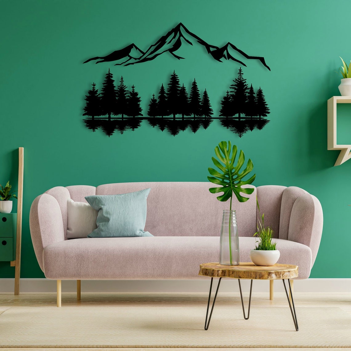 Metal Mountain Wall Decor, Large Wall Art Mountain, Forest and Mountain ...