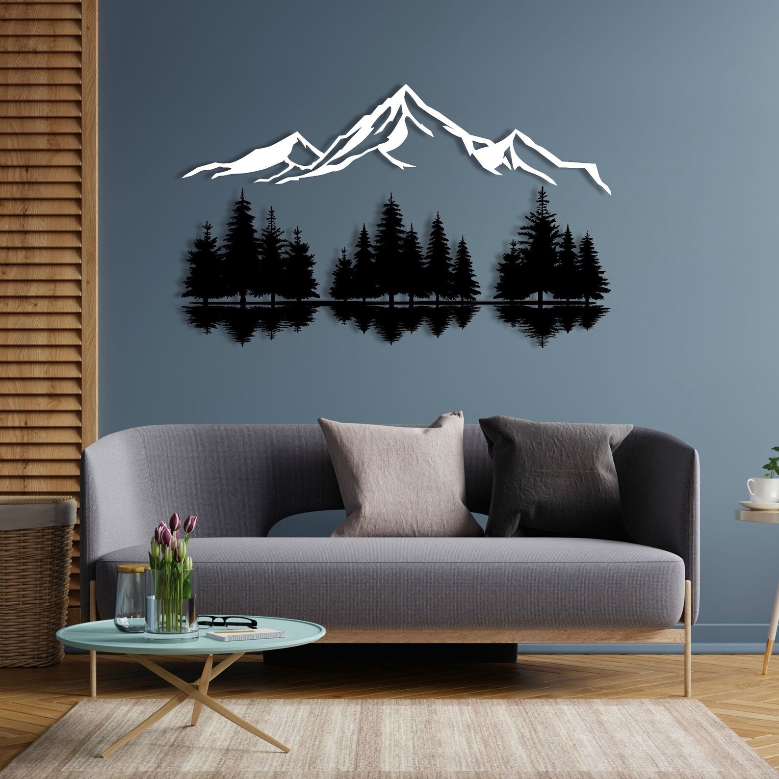 Metal Mountain Wall Decor, Large Wall Art Mountain, Forest and Mountain ...