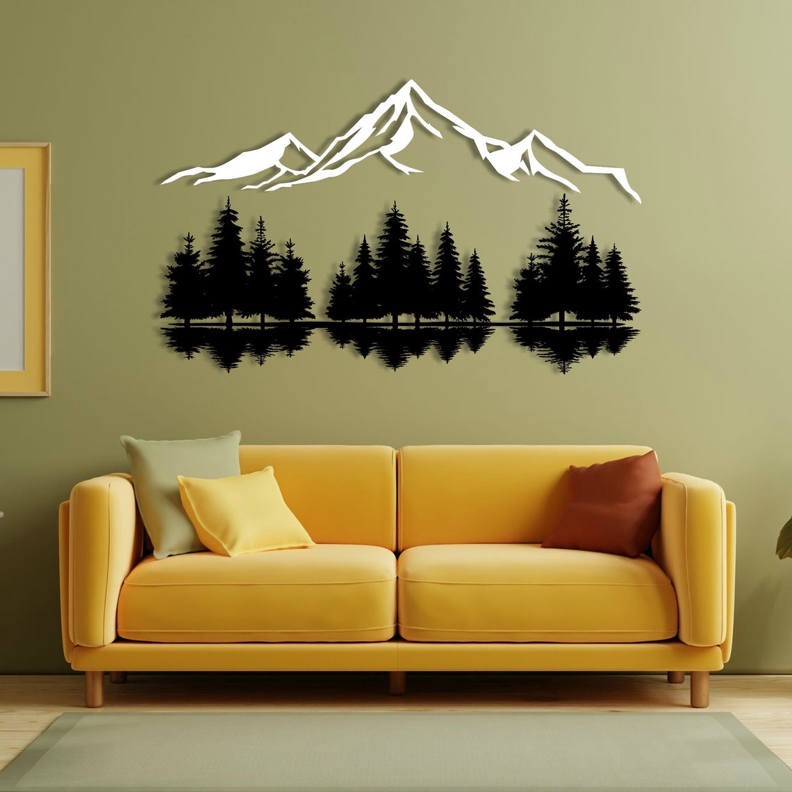 Metal Mountain Wall Decor, Large Wall Art Mountain, Forest and Mountain ...