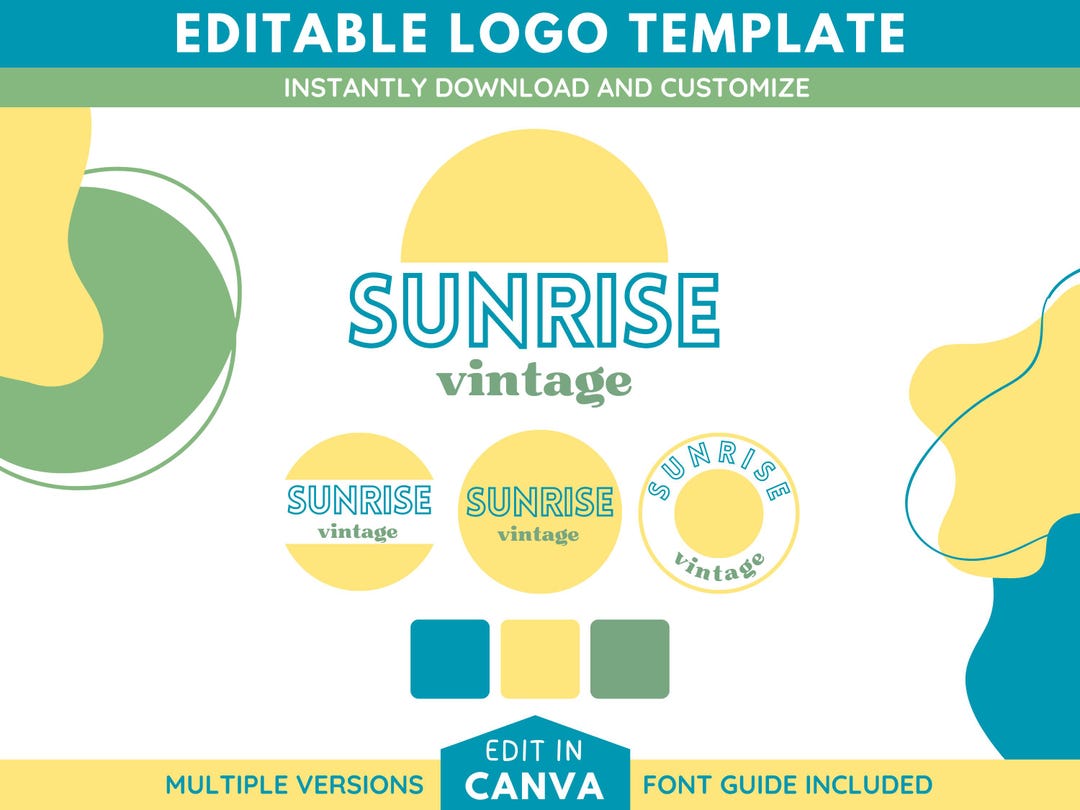 Yellow Logo Template for Canva Small Business or Vintage Shop and ...