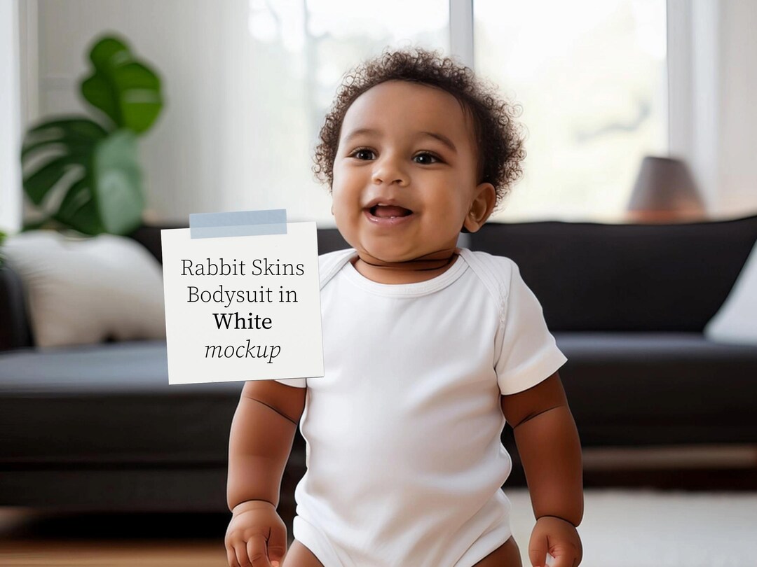 White Rabbit Skins Baby Bodysuit Mockup Happy Diverse Baby Mockup ...