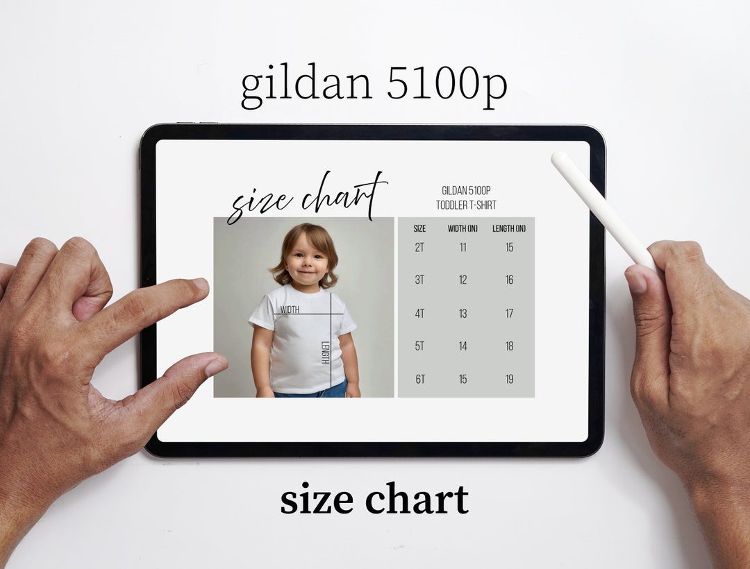 Gildan 5100P Size Chart Sizing Guide for Toddler Cotton T-shirts Body ...