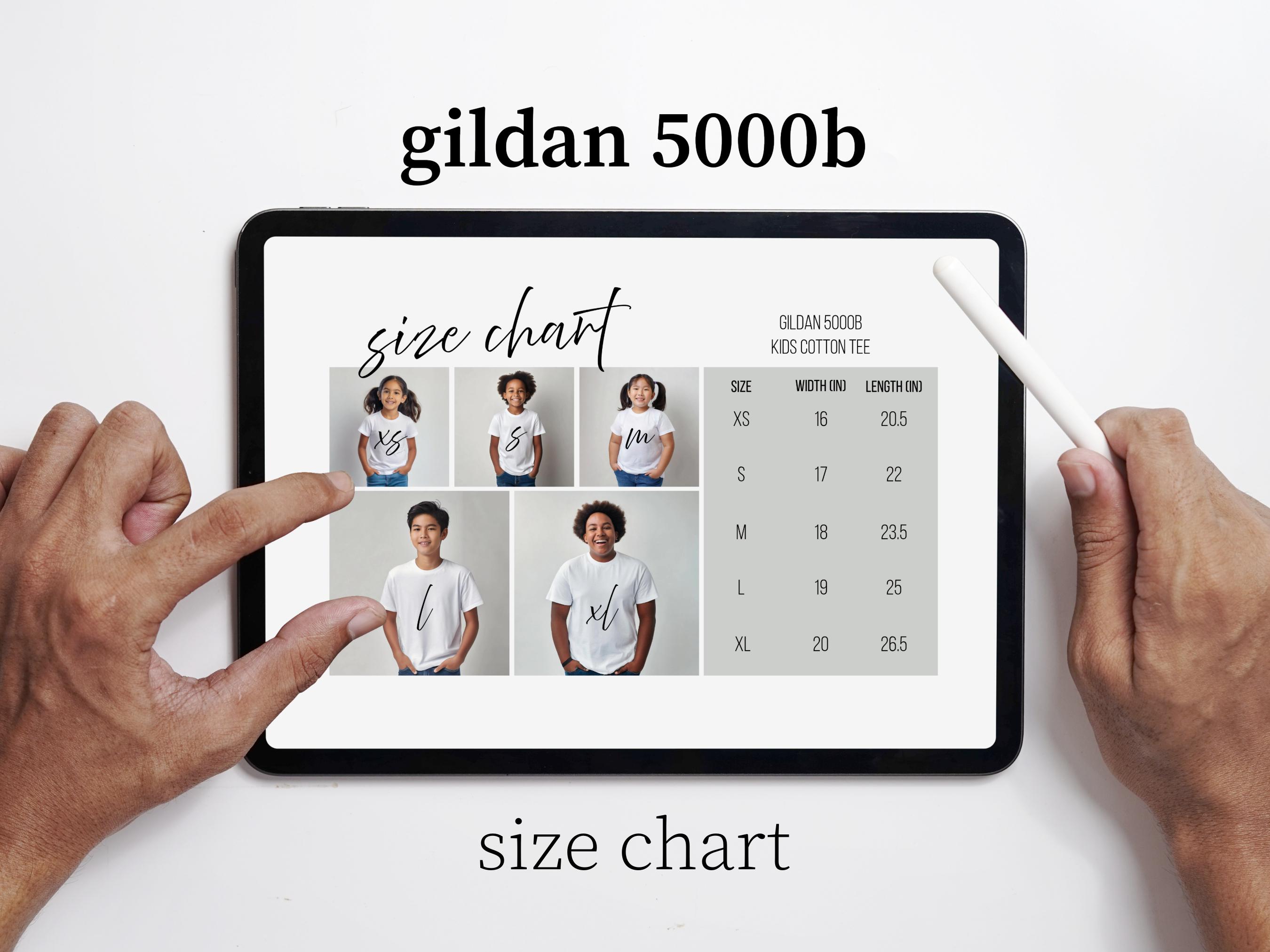 Gildan 5000B Size Chart | Sizing Guide Youth/kids Unisex T-shirts ...