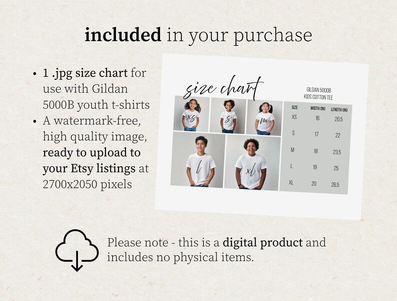 Gildan 5000B Size Chart Sizing Guide Youth/kids Unisex T-shirts Diverse ...