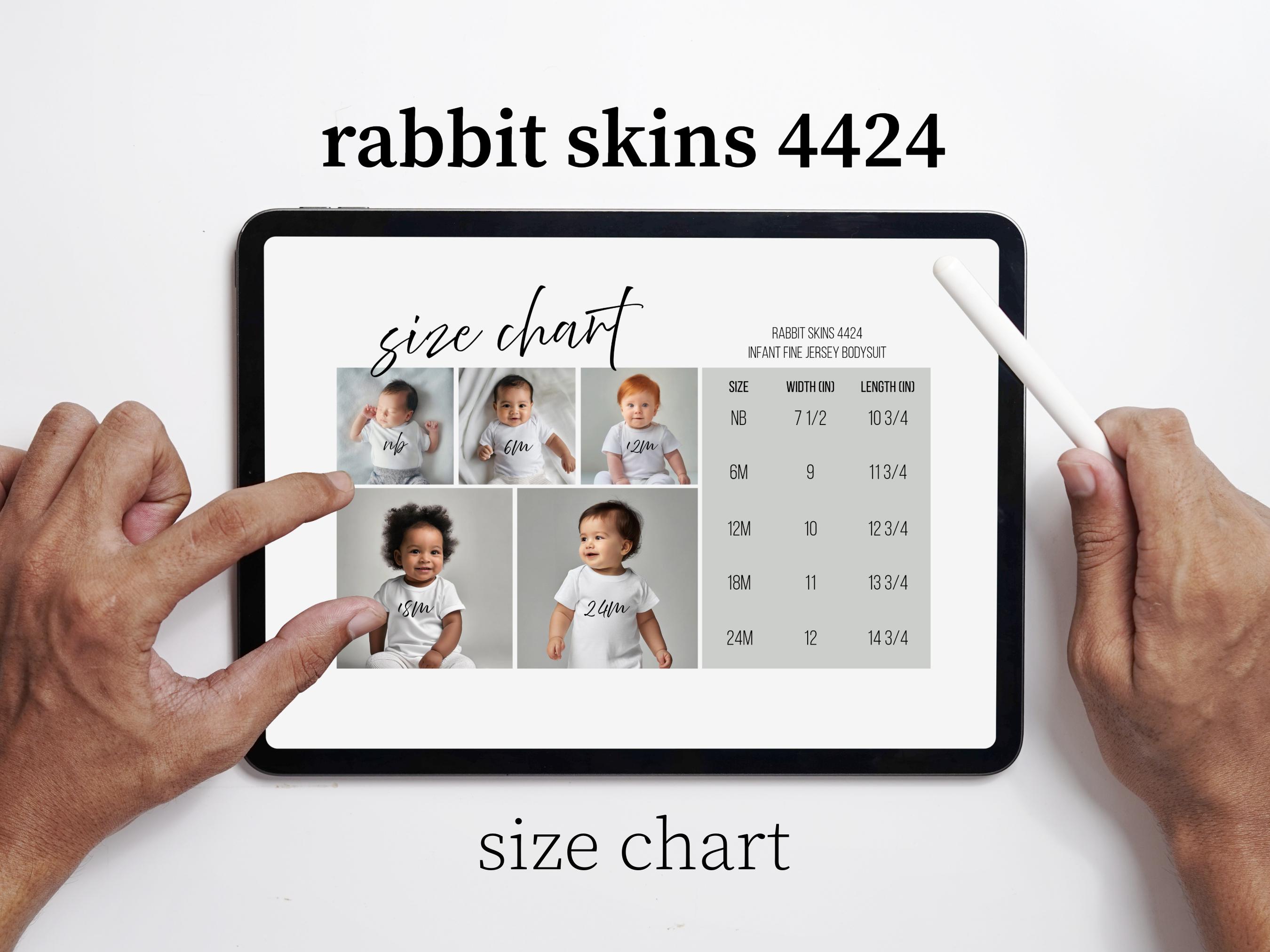 Rabbit Skins 4424 Size Chart Sizing Guide for Baby/infant Fine Jersey ...