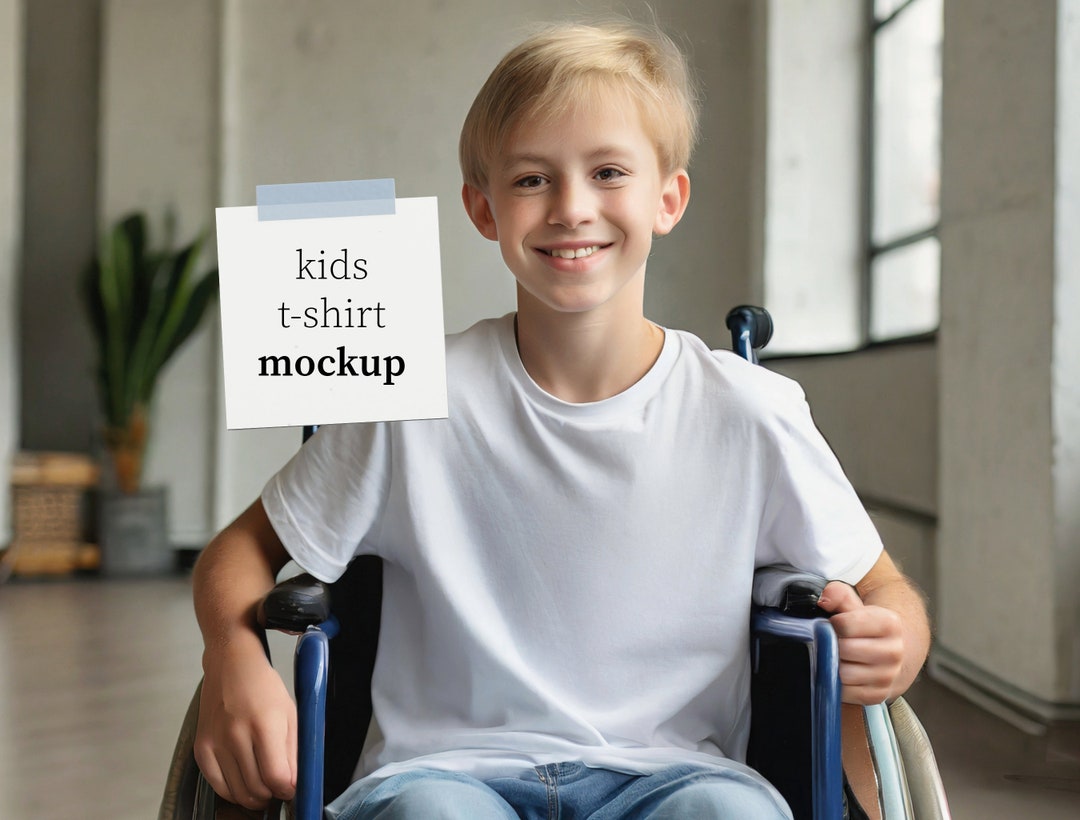 Kids White T-shirt Mockup Disability Inclusive Realistic Child in ...