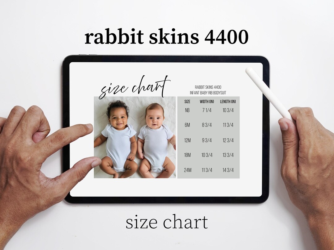 Rabbit Skins 4400 Size Chart Infant Rib Bodysuit Sizing Guide Gender ...