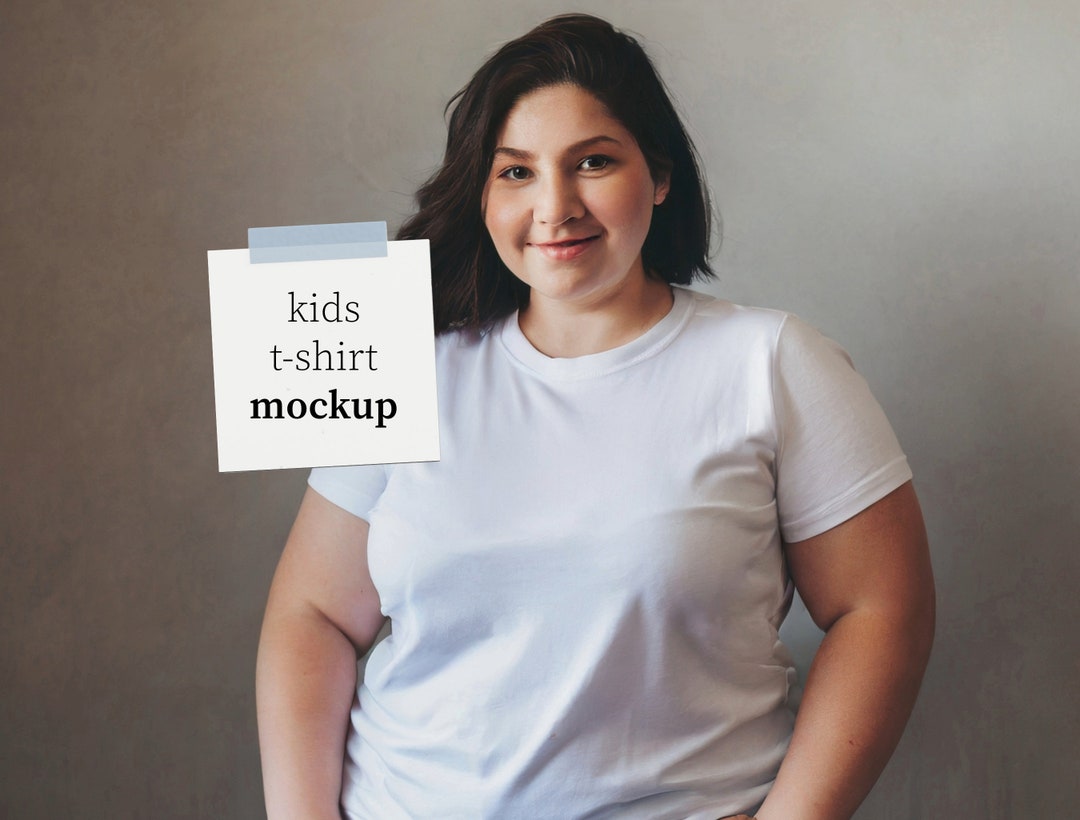 Youth White T-shirt Mockup Body Positive, Plus Size Child Bella Canvas ...