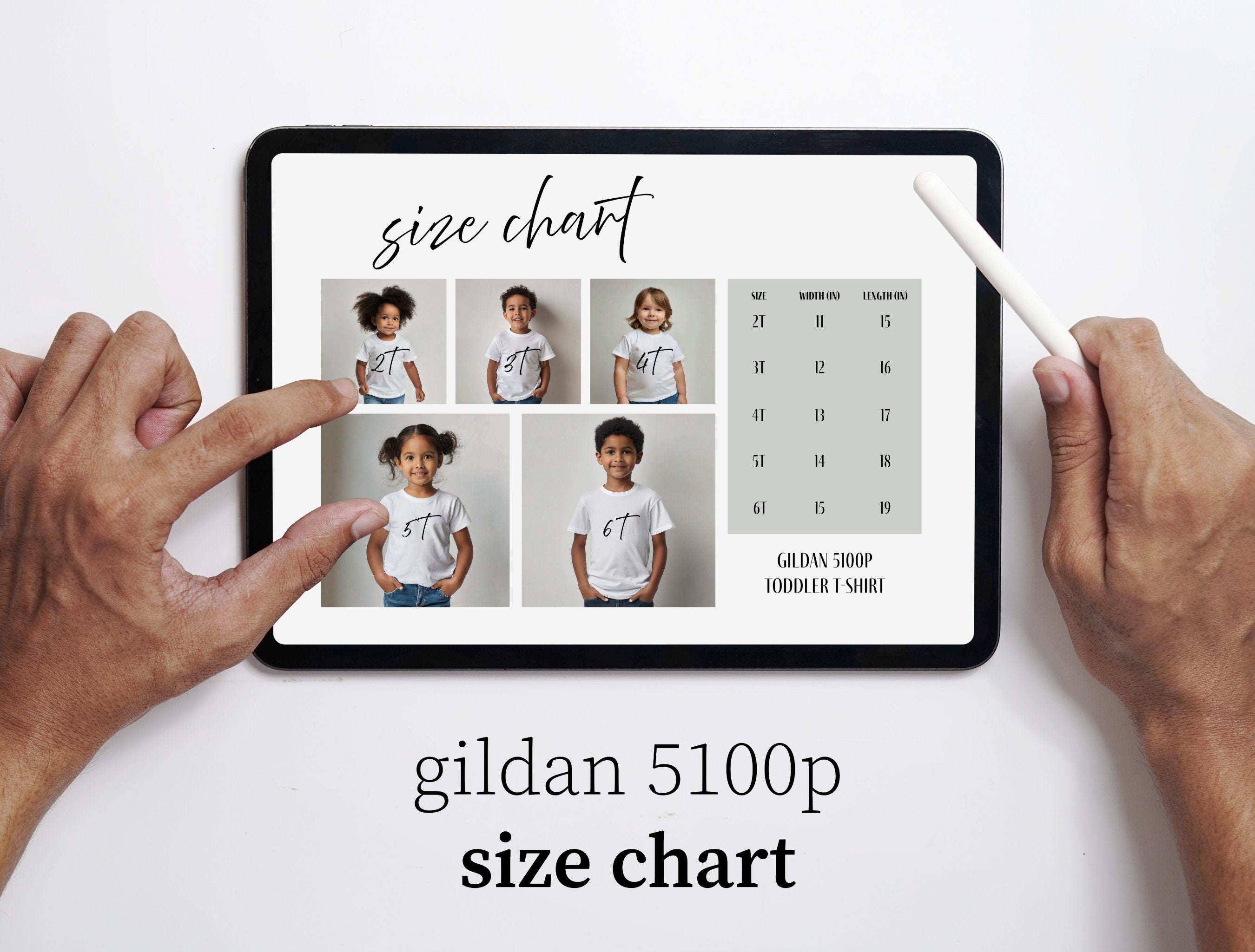 Gildan 5100P Size Chart Sizing Guide for Toddler Cotton T-shirts ...