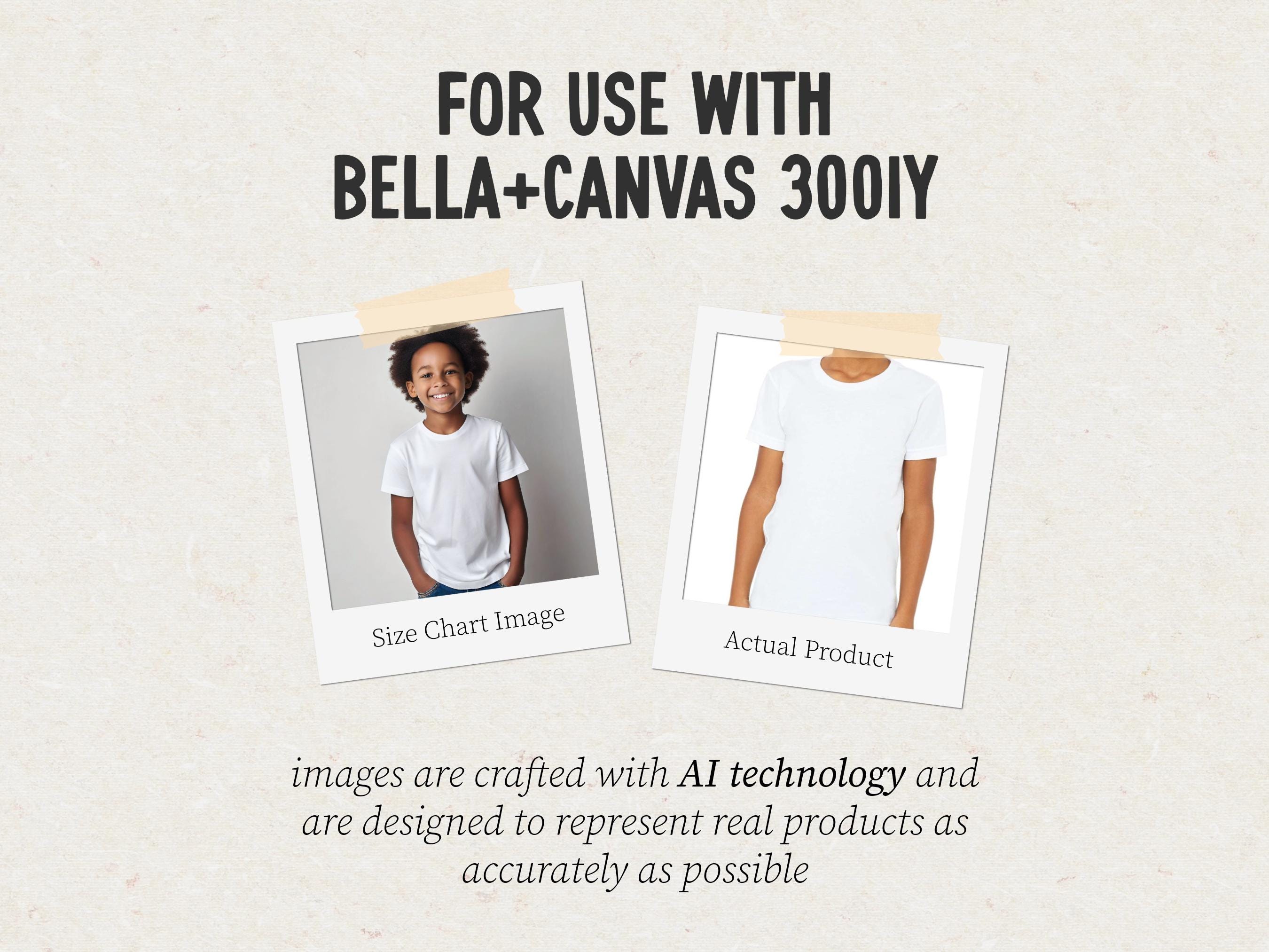 Bella Canvas 3001Y Size Chart Sizing Guide for Youth T-shirts Diverse ...