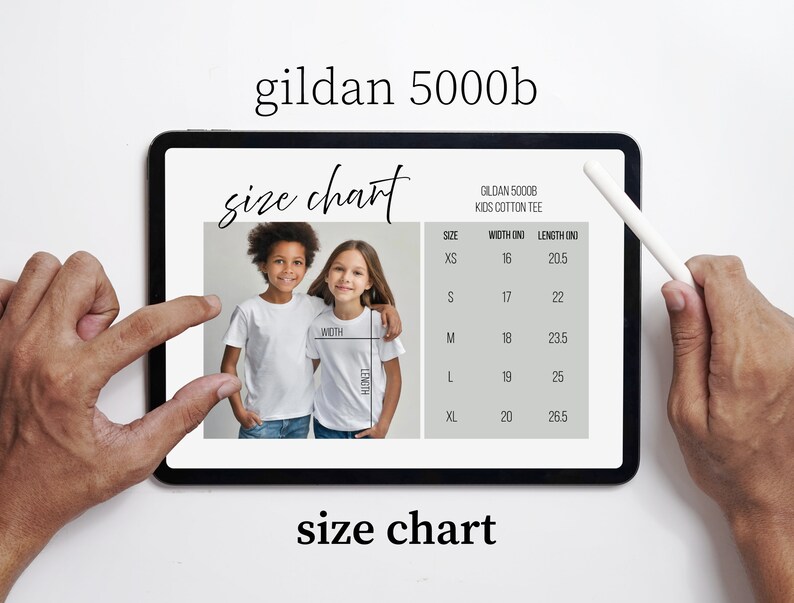 Gildan 5000B Size Chart Sizing Guide for Youth Unisex T-shirts Diverse ...