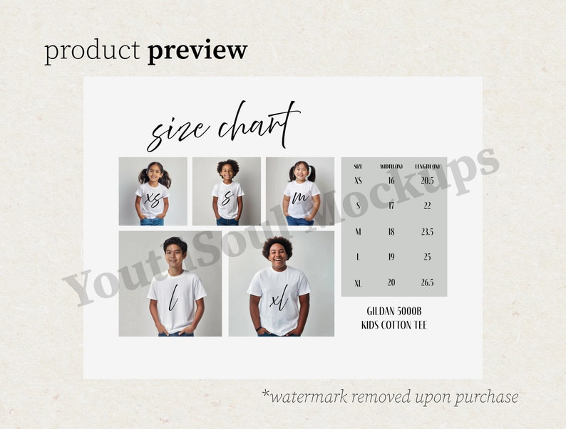 Gildan 5000B Size Chart Sizing Guide Youth/kids Unisex T-shirts Diverse ...