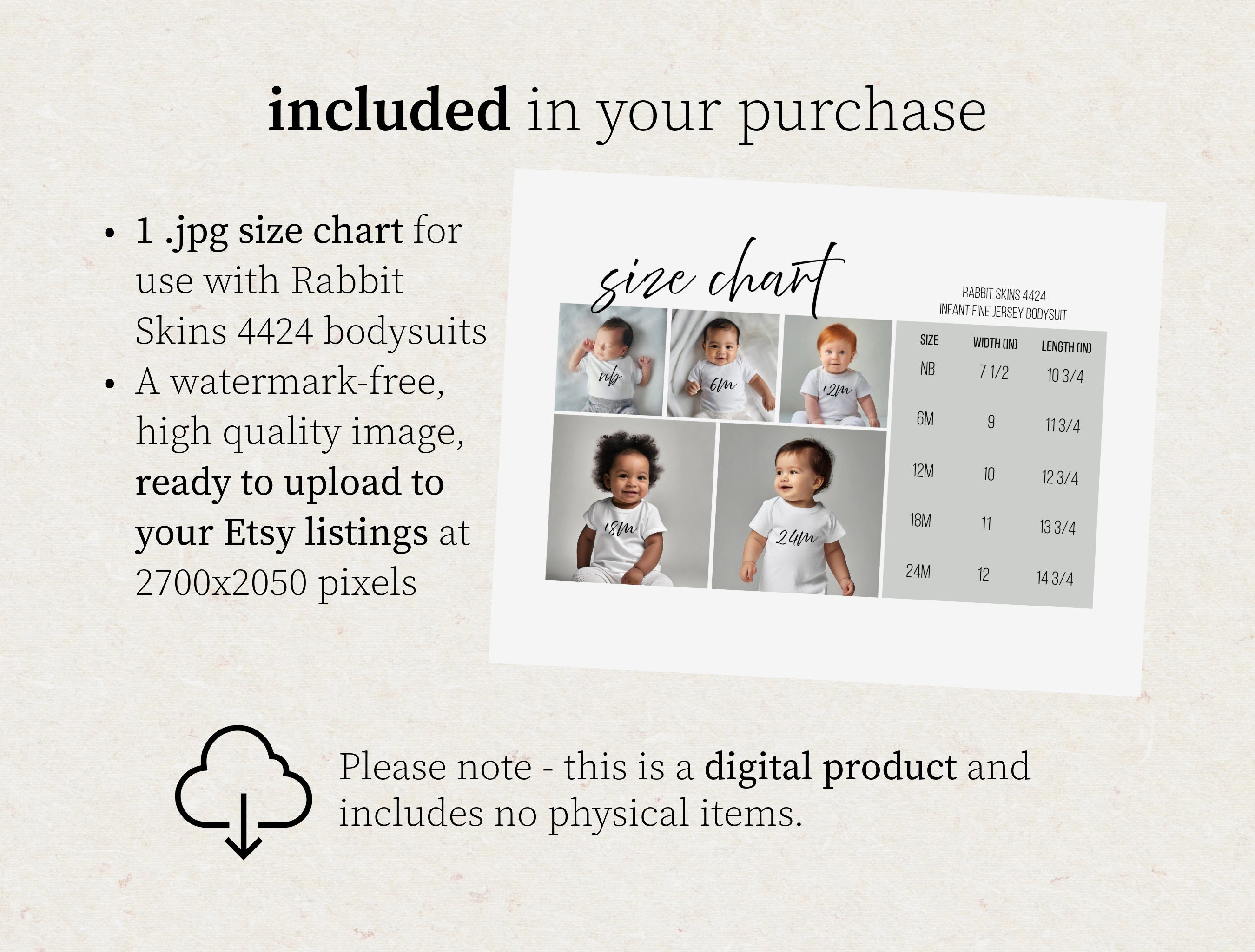 Rabbit Skins 4424 Size Chart Sizing Guide for Baby/infant Fine Jersey ...