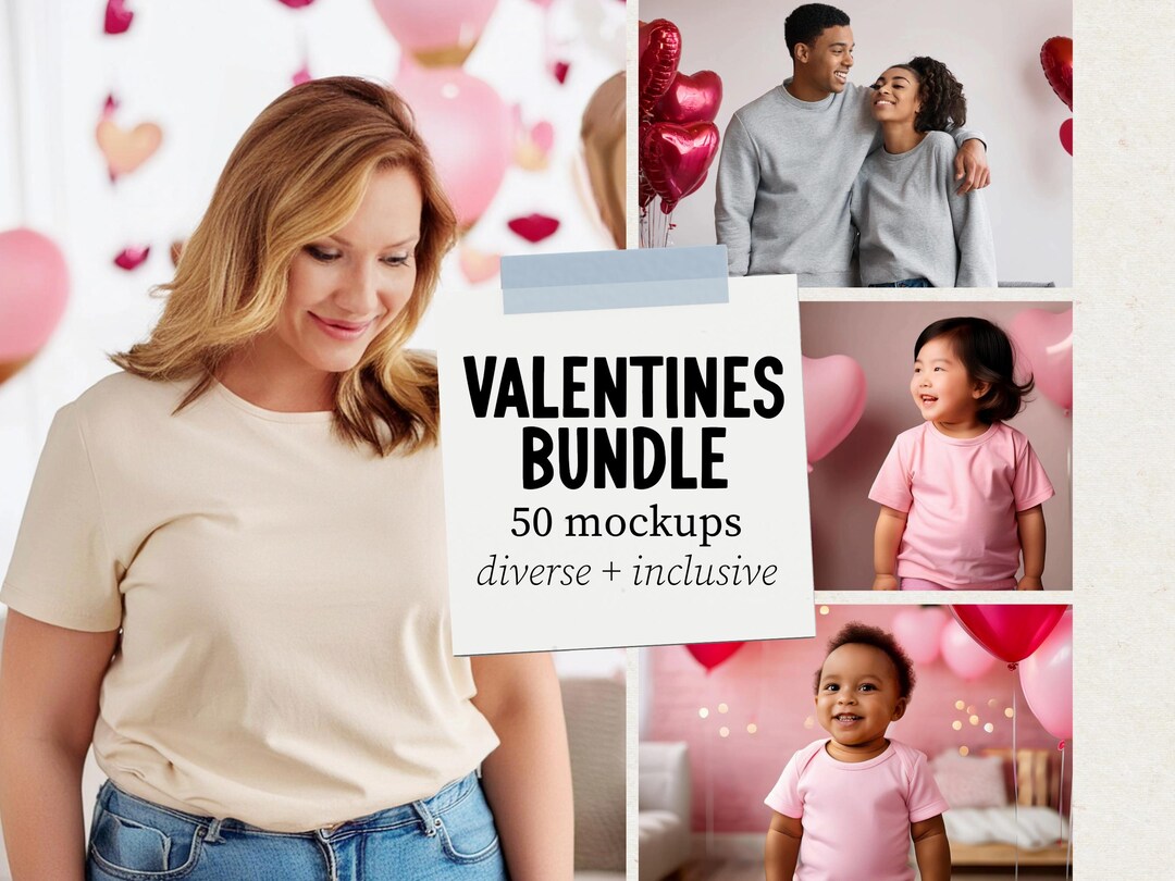 Valentines Day Mockup Bundle Galentine Valentine Couples Mockups Bella ...