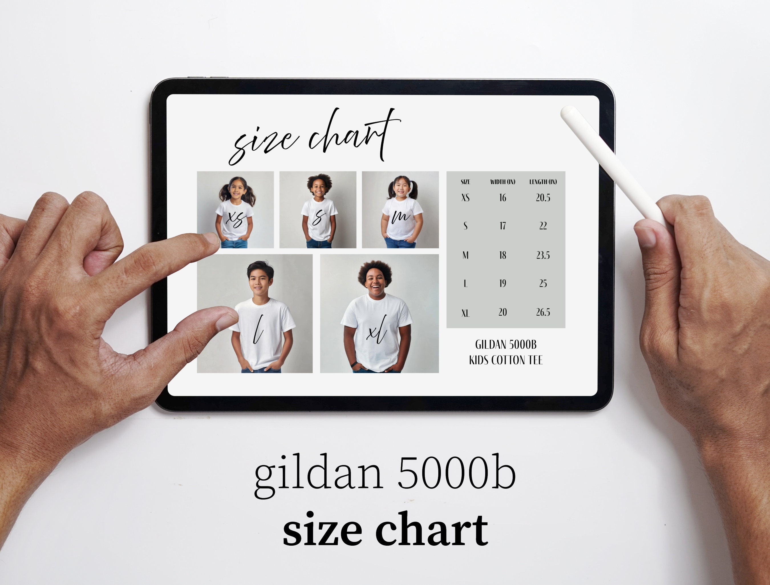 Gildan 5000B Size Chart Sizing Guide Youth/kids Unisex T-shirts Diverse ...