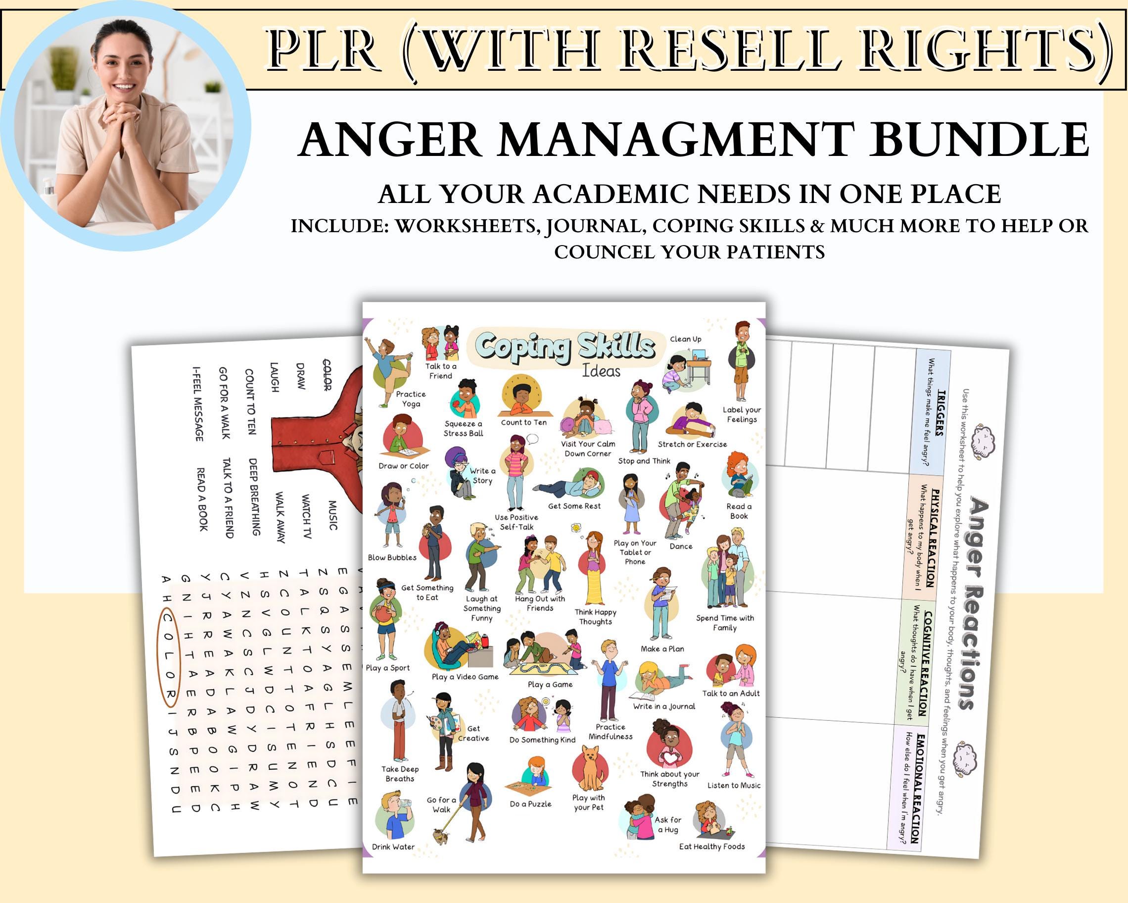 Anger Management Workbook Therapy Worksheets Calming Strategies Self ...