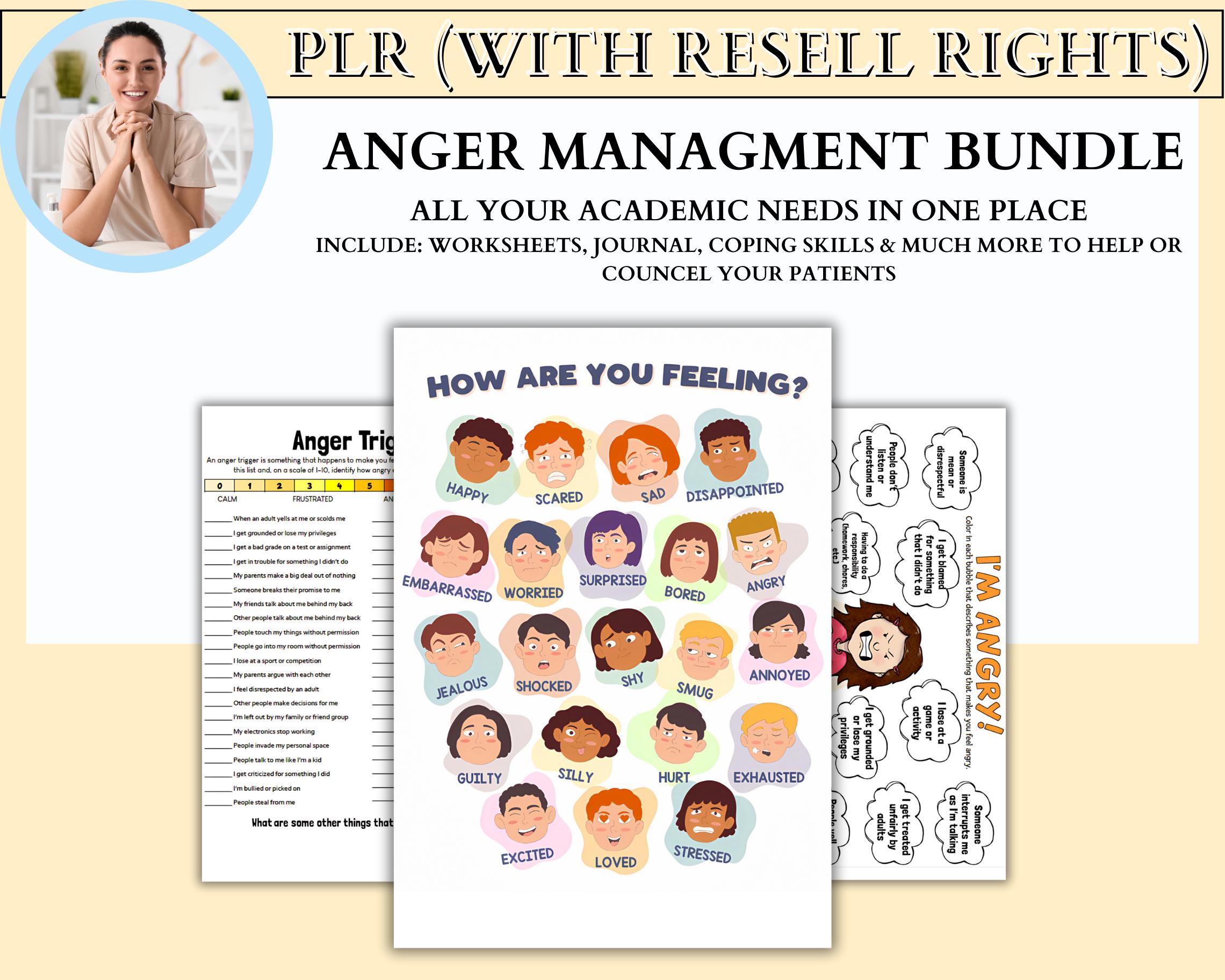 Anger Management Workbook Therapy Worksheets Calming Strategies Self ...