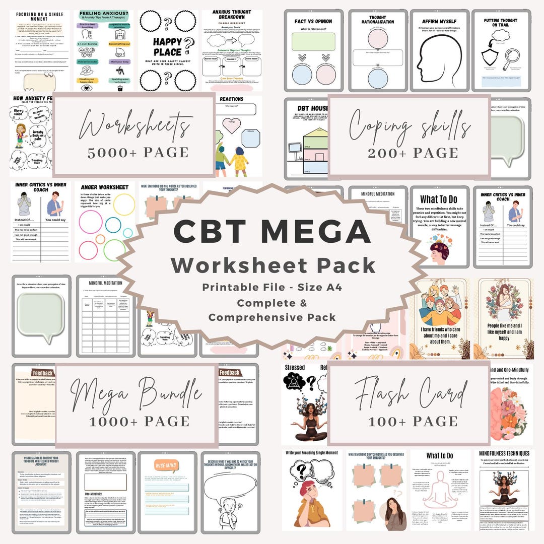 Ultimate CBT Worksheets Mega Bundle for Therapist, Psychologist or ...