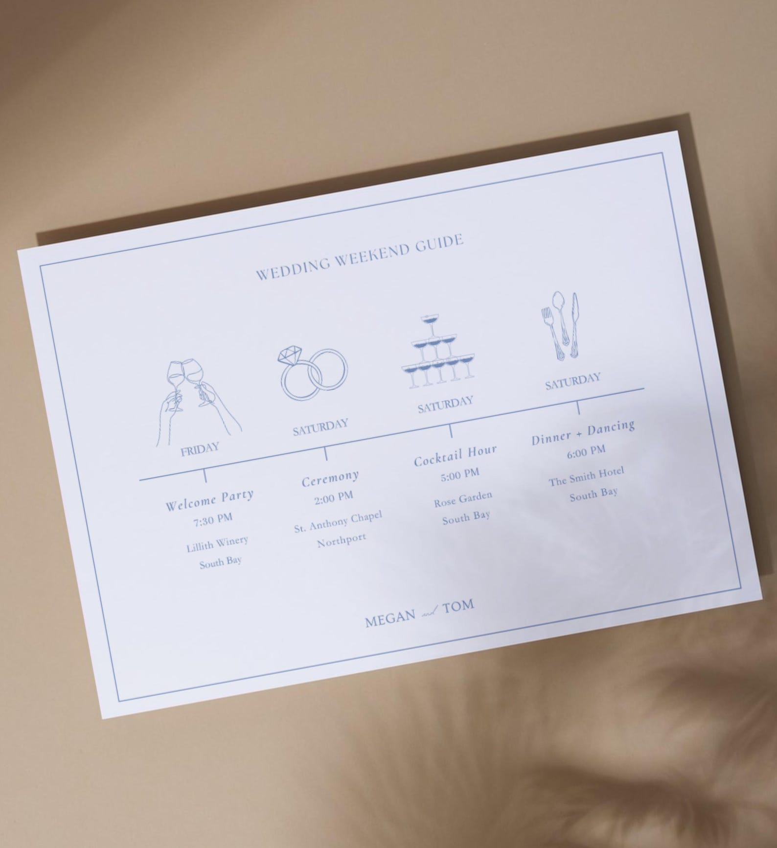 Wedding Weekend Itinerary Template, Modern Chic Wedding Guide, Simple ...