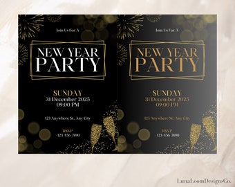Elegant NYE Invitation Editable Digital Download New Years Party Invitations Mobile Invite - Etsy