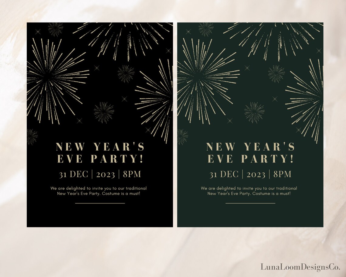 Elegant NYE Invitation Editable Digital Download New Years Party ...