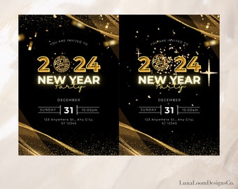 Elegant NYE Invitation Editable Digital Download New Years Party Invitations Mobile Invite - Etsy