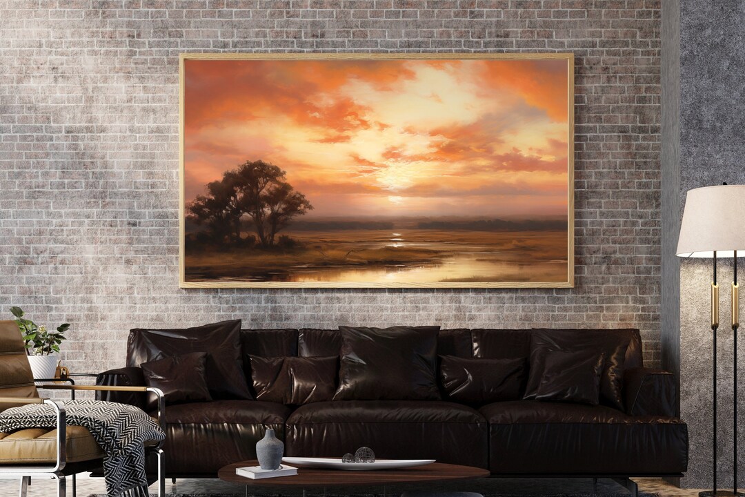 Golden Hour Serenade Rustic Sunrise Landscape Art Printable Dawn ...