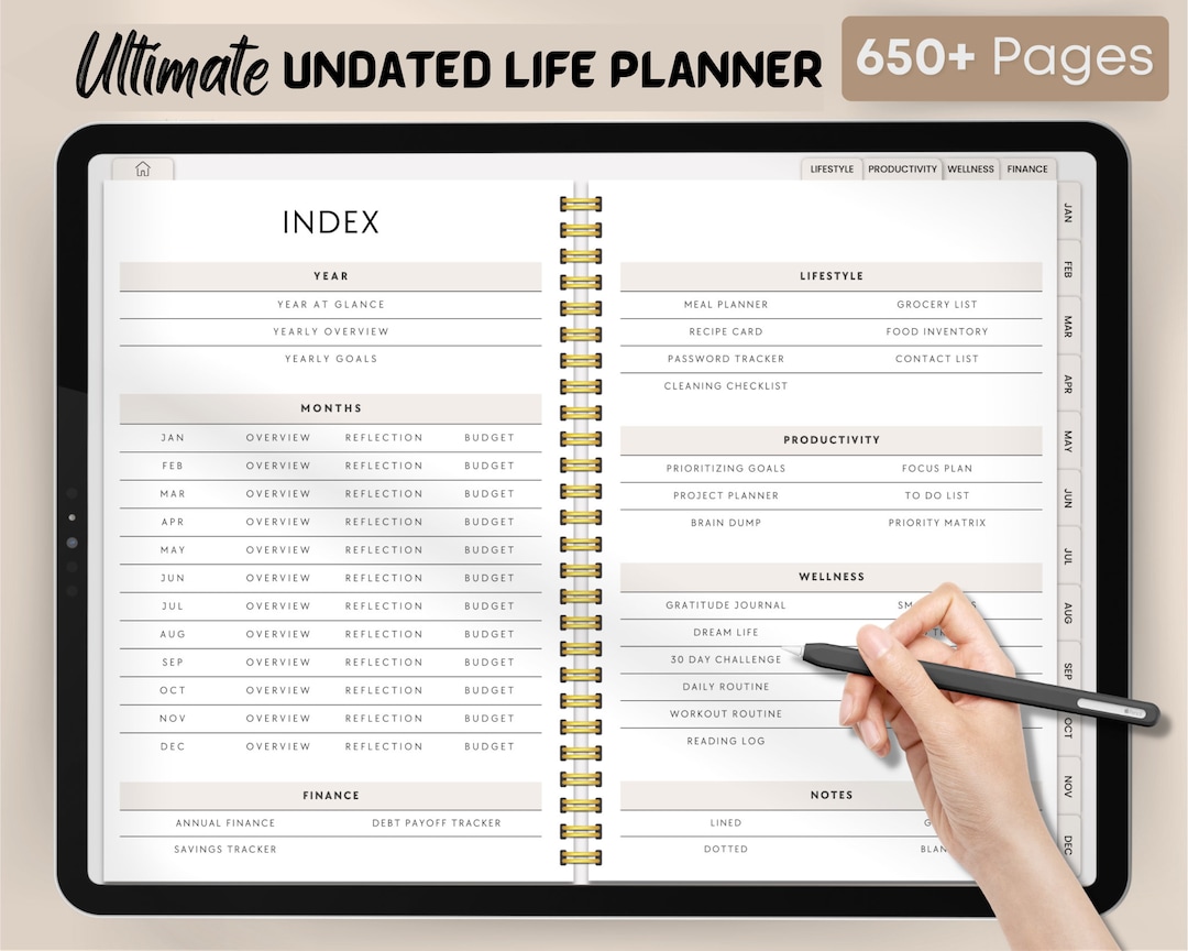 Ultimate Undated Life Planner, Undated Digital Planner, iPad Planner ...