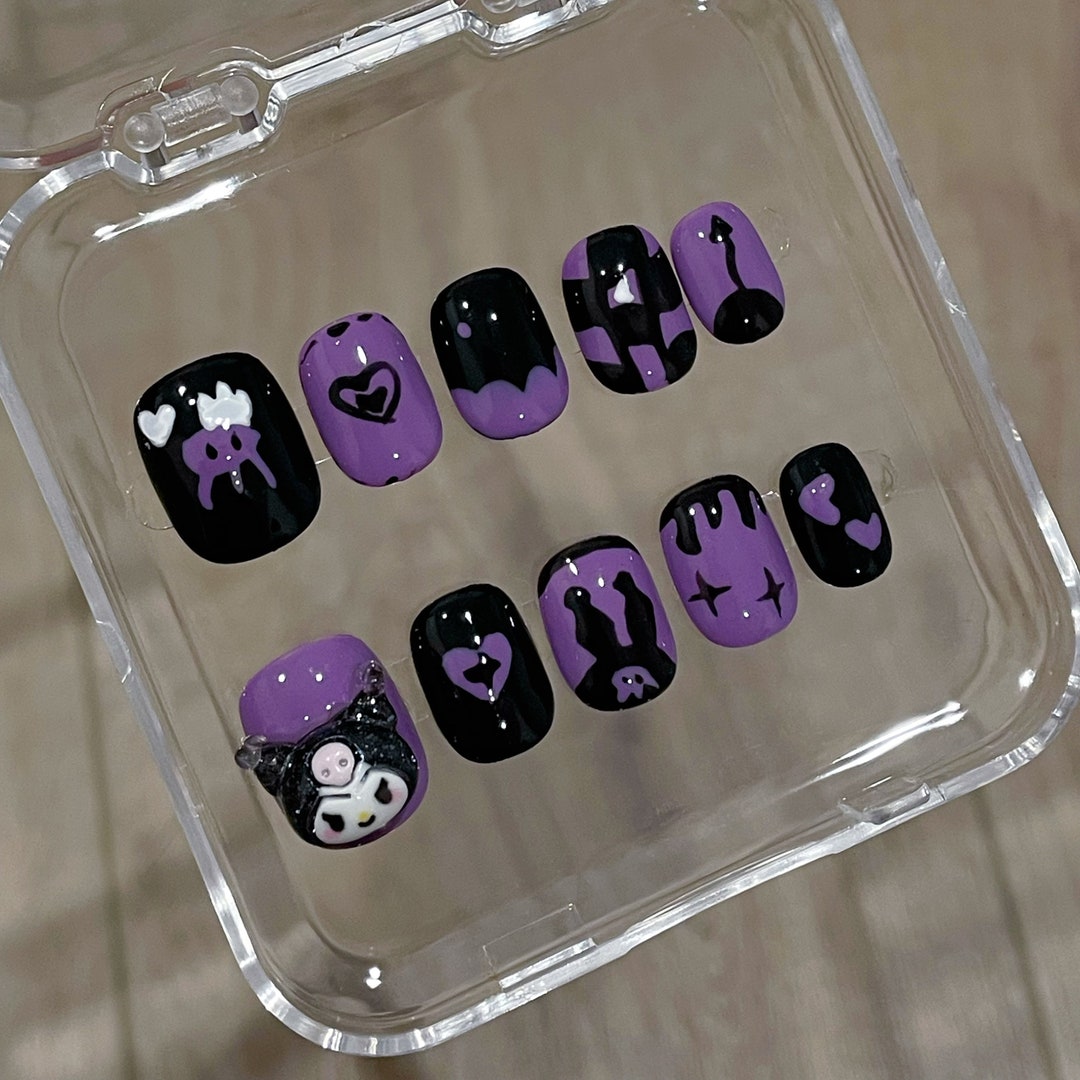 Purple Kuromi Short Nails - Etsy