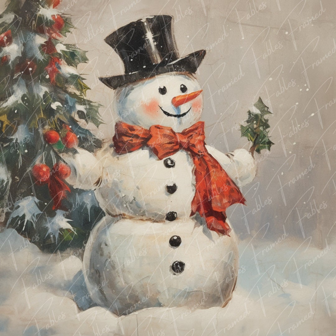 Vintage Snowman Print - Etsy