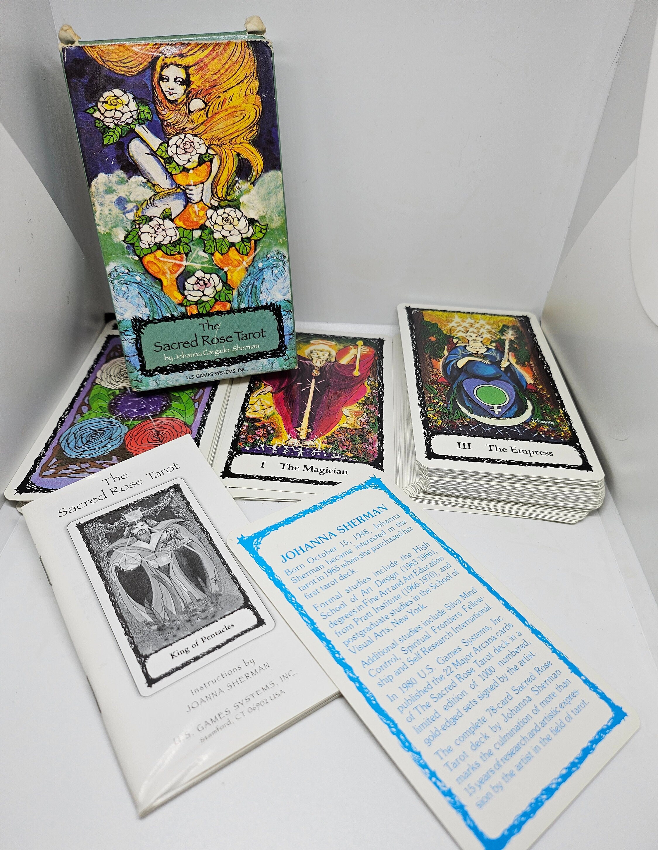 RARE Vintage Sacred Rose Tarot Deck 1982 Johanna Sherman Full Set W ...