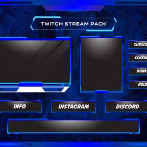 Blue Overlay Package Blue Static Stream Overlay Pack Blue Twitch Static ...