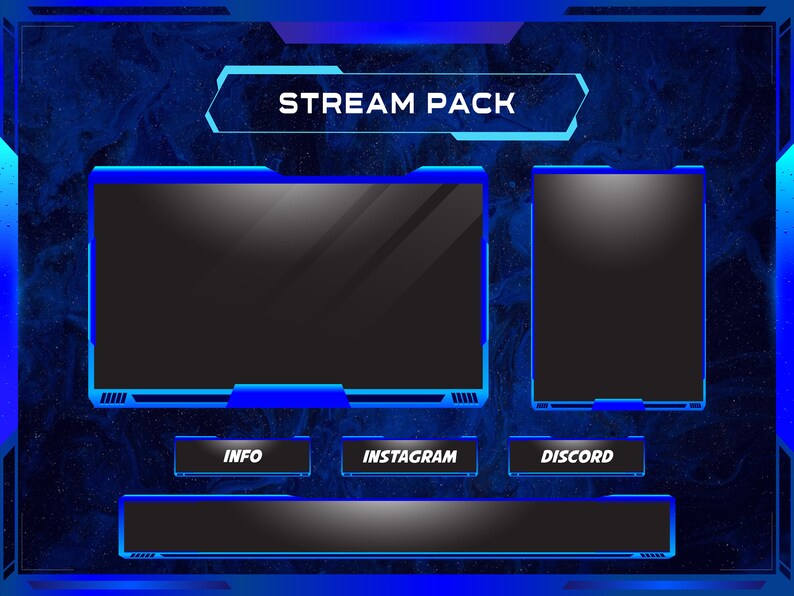 Blue Overlay Package Blue Static Stream Overlay Pack Blue Twitch Static ...