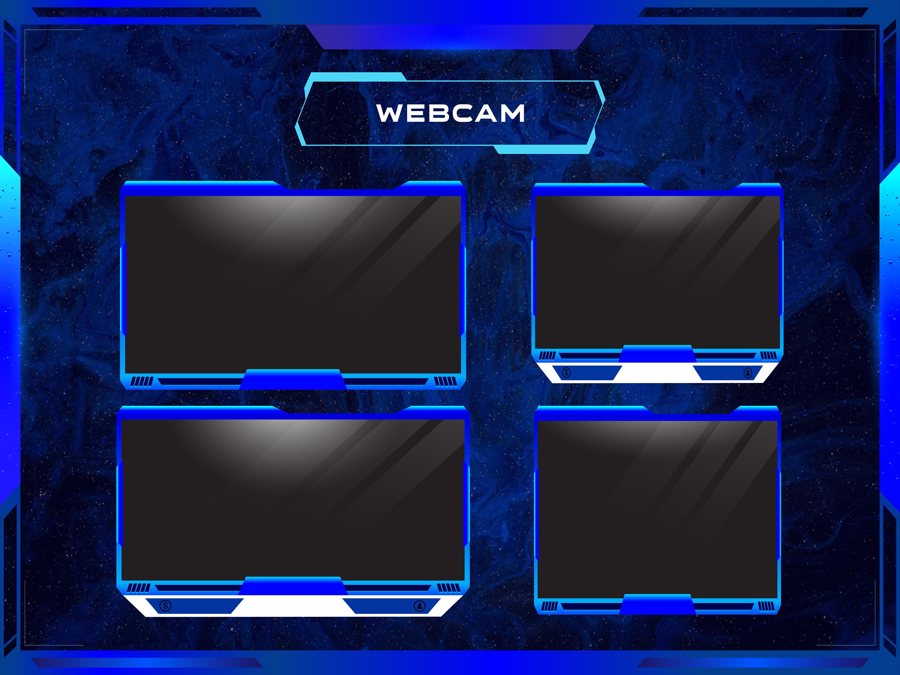Blue Overlay Package Blue Static Stream Overlay Pack Blue Twitch Static ...