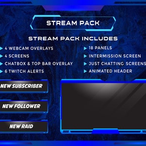 Blue Overlay Package Blue Static Stream Overlay Pack Blue Twitch Static ...