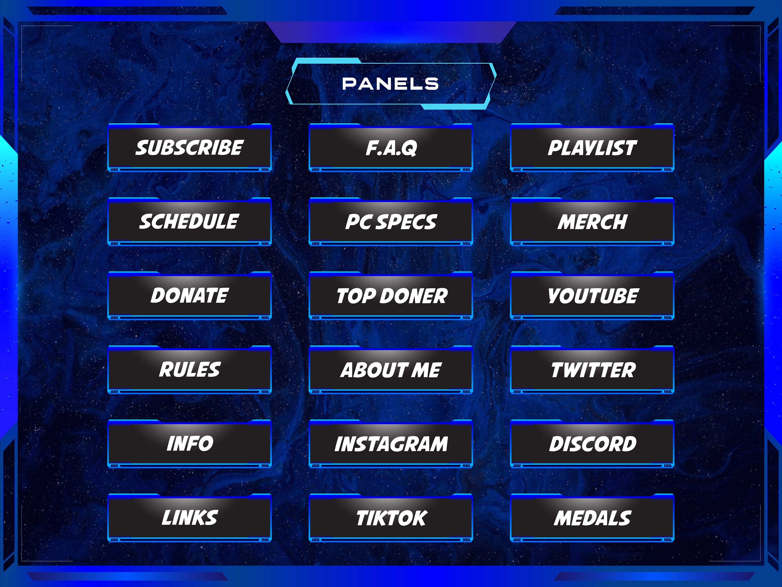 Blue Overlay Package Blue Static Stream Overlay Pack Blue Twitch Static ...