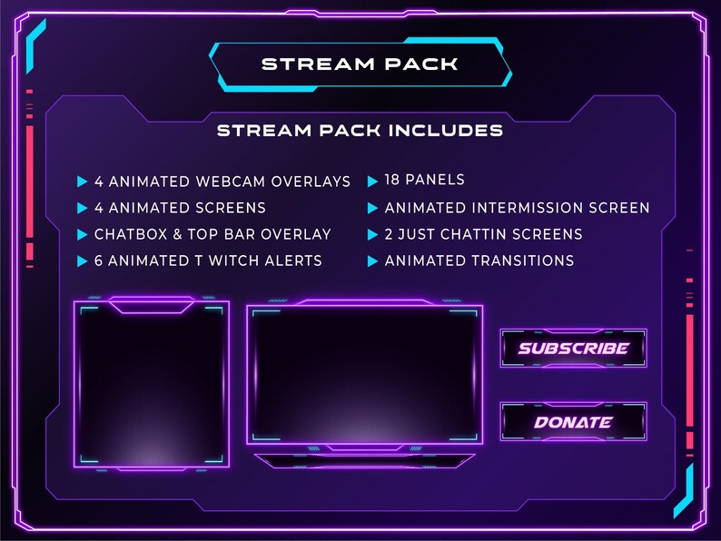 Twitch Overlay Animated Streams, Overlay Webcam Overlay Twitch Panel ...