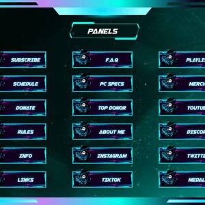 Cyan Cyberpunk Overlay Stream Static Overlay Stream Twitch Overlay Static Webcam Overlay Neon ...