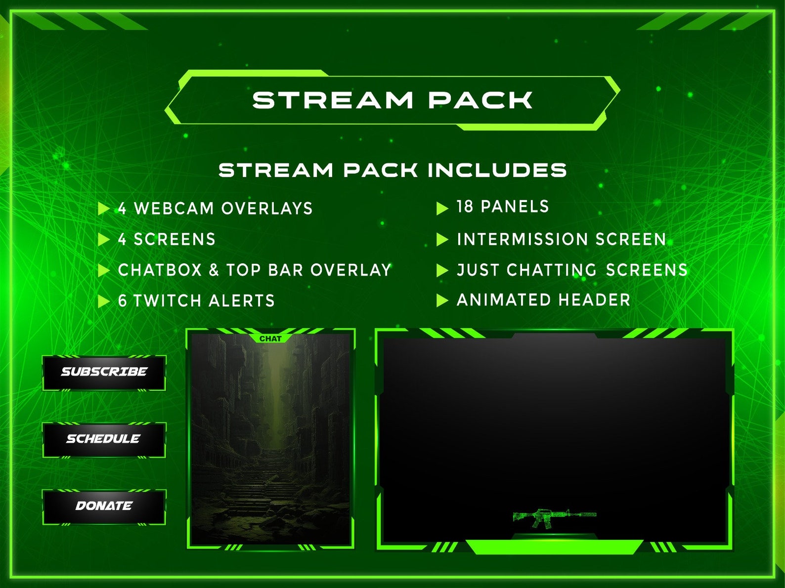 Call of Duty Green Them Overlay Package static Stream Overlay Pack ...