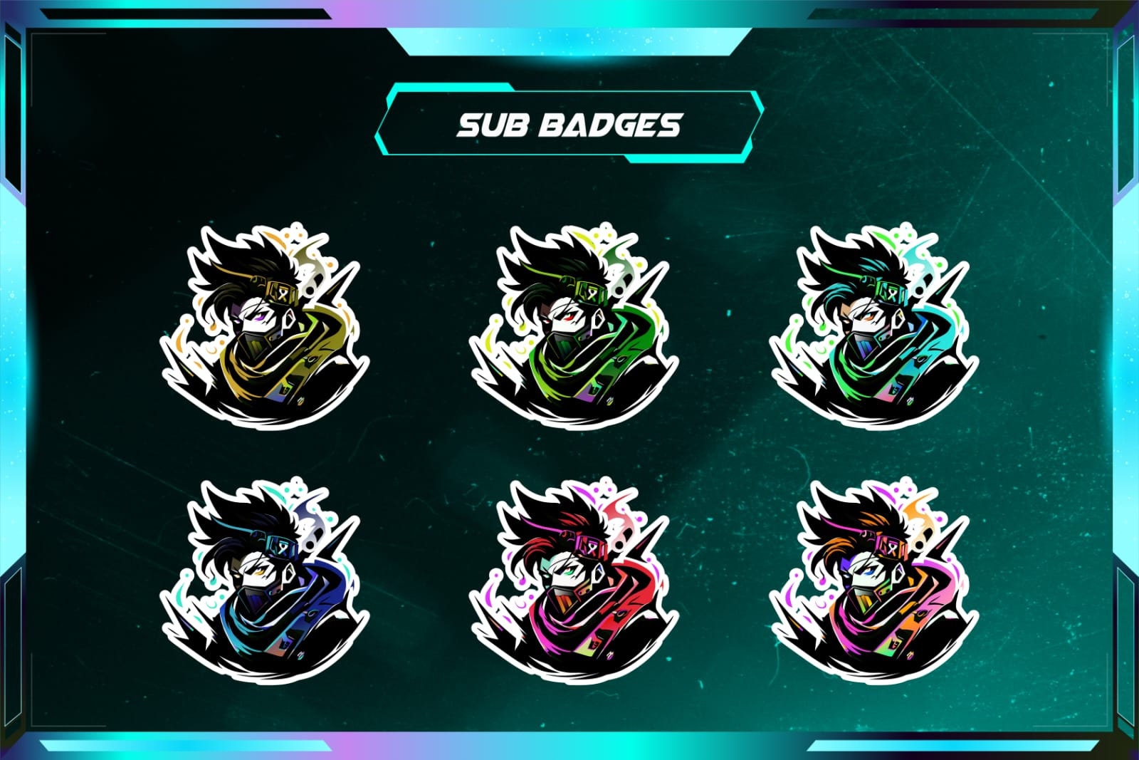 Cyan Cyberpunk Overlay Stream Static Overlay Stream Twitch Overlay ...