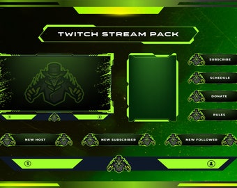 Twitch Overlay Package Green Animated Stream Overlay Pack Green Twitch ...