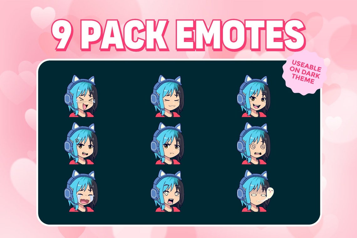Twitch Emotes, Blue Hair Girl, Brunette Girl, Tiktok Emotes, Whatsapp ...