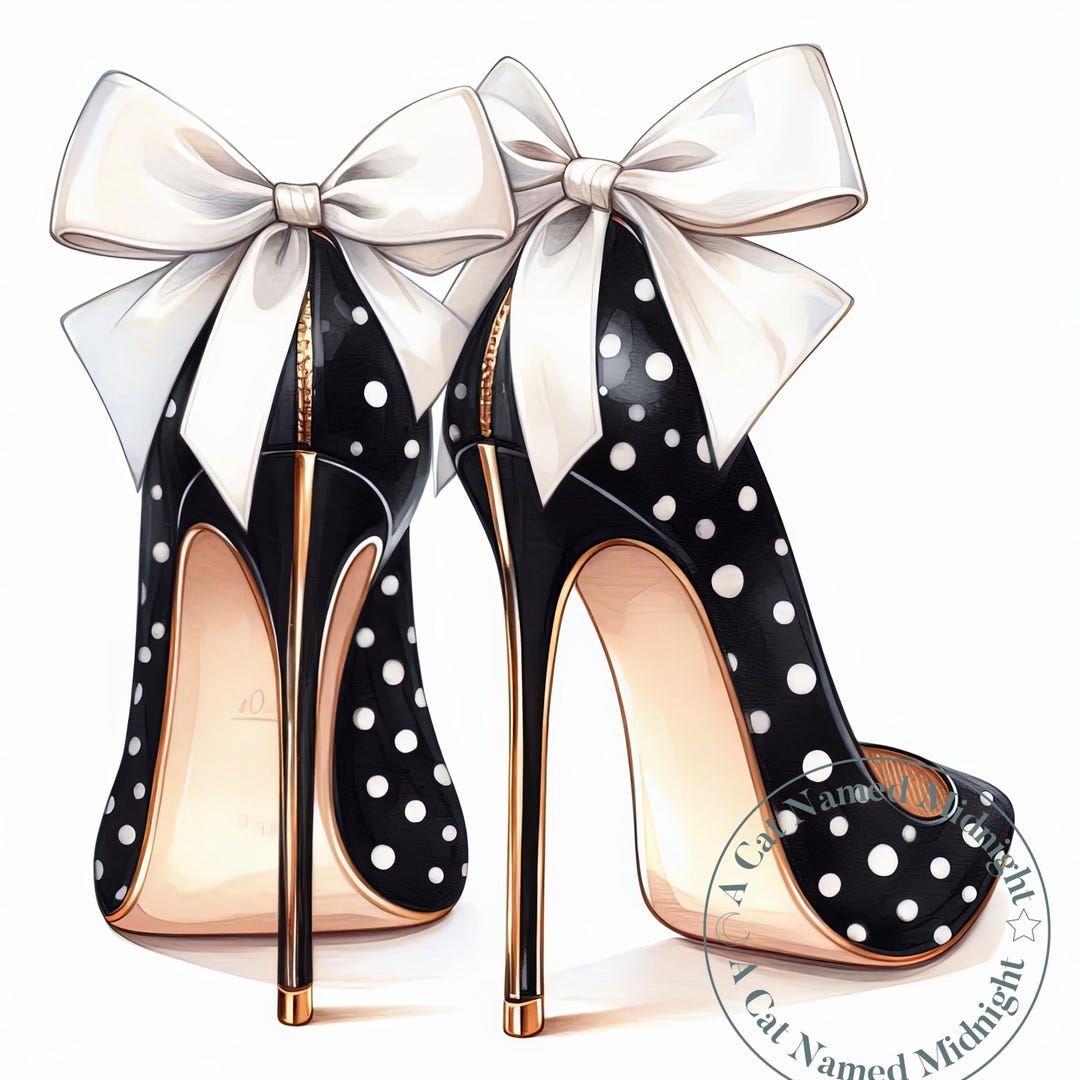Black High Heels Clipart 11 High Quality JPG Black Polka Dot High Heels ...